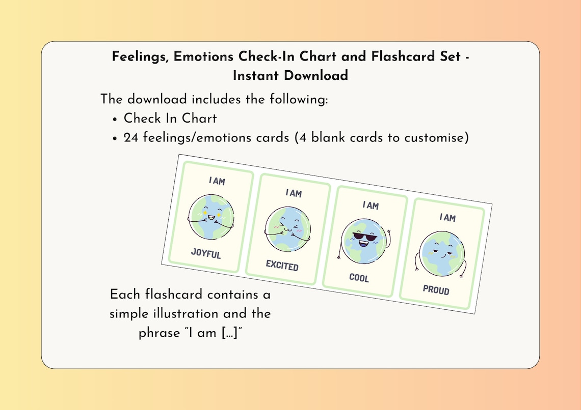 Feelings, Emotions Check-in Chart and Flashcard Set | Children, Kids ...