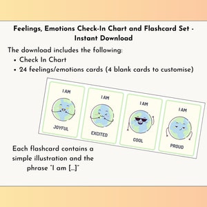 Feelings, Emotions Check-in Chart and Flashcard Set | Children, Kids ...