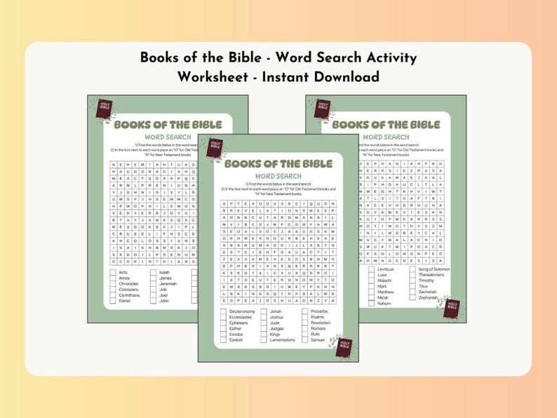 Books of the Bible Word Search Activity | Old and New Testament ...