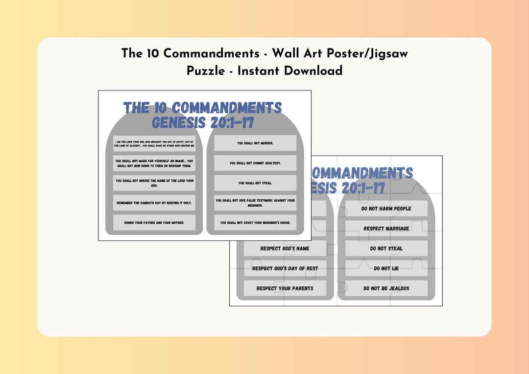 The 10 Commandments Wall Art Poster & Jigsaw Puzzle Genesis 20:1-17 ...
