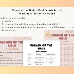 Women of the Bible Word Search Activity | Mother's Day | Christian Kids ...