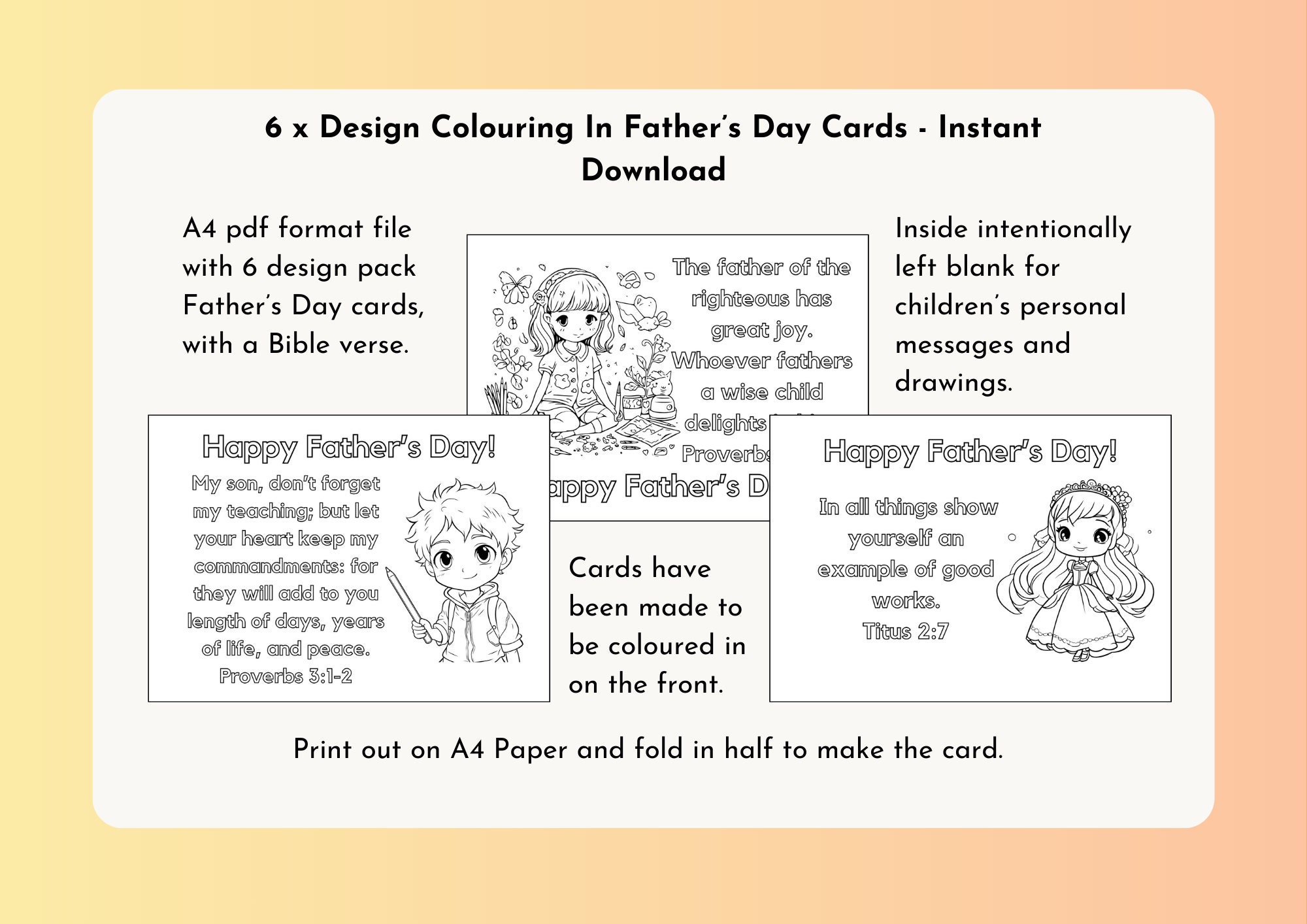 Colouring in Father's Day Cards | Christian Fathers, Daddy, Dad Day ...