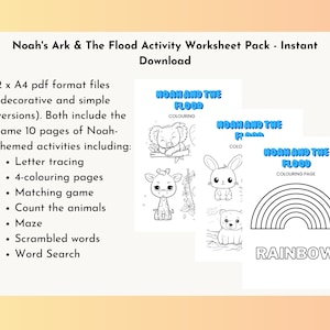 Noah's Ark and the Flood 10 X Activity Worksheet Pack | Genesis 6-9 ...