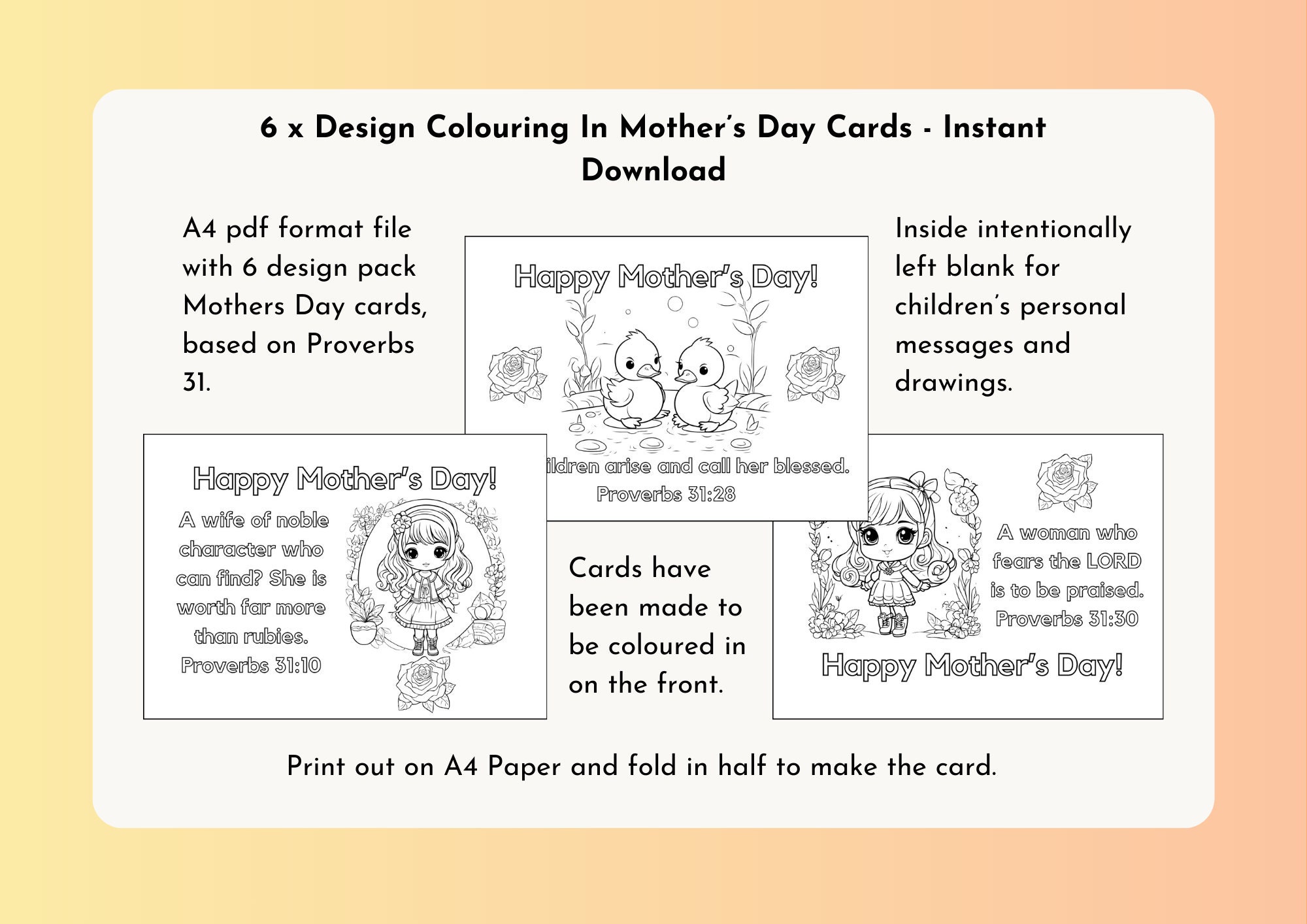 Proverbs 31 - Colouring in Mother's Day Cards | Christian Mothers Day ...