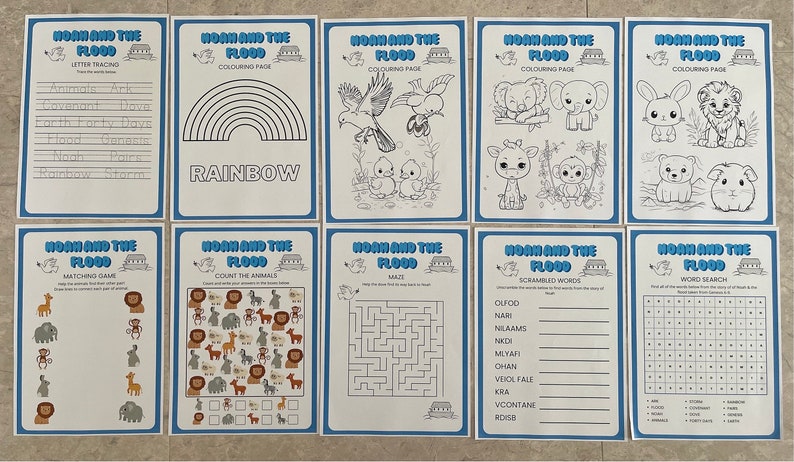 Noah's Ark and the Flood 10 X Activity Worksheet Pack | Genesis 6-9 ...