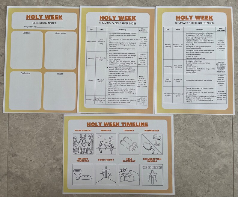 Holy Week Timeline Bible Study Pack Palm Sunday, Last Supper, Good ...