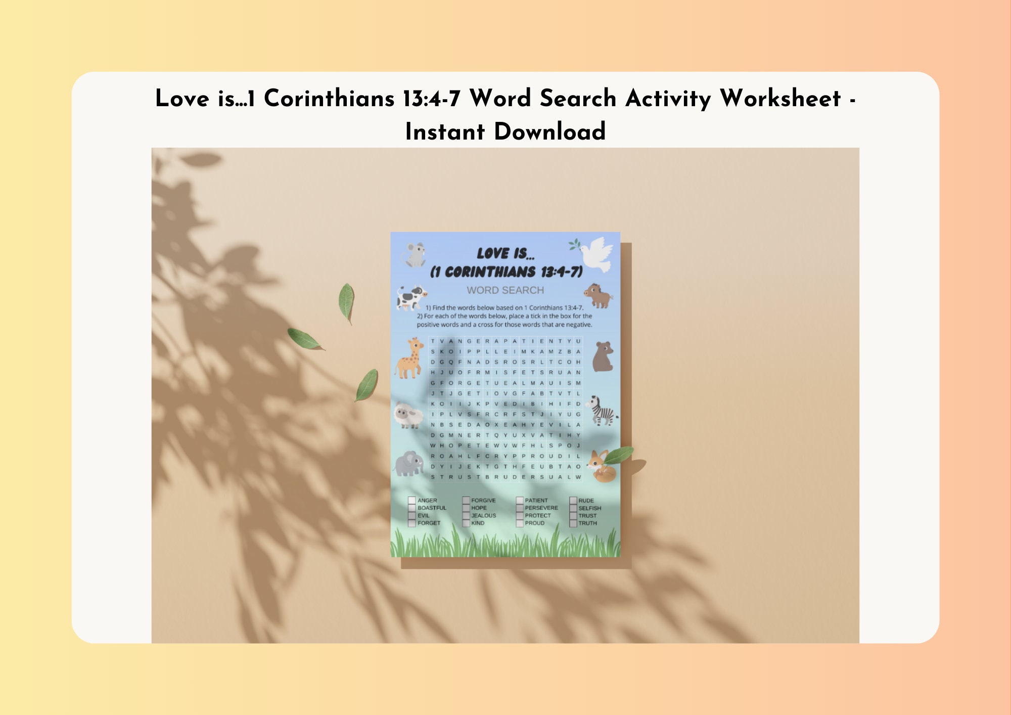 Love is Word Search Activity Worksheet | 1 Corinthians 13 :4-7 ...