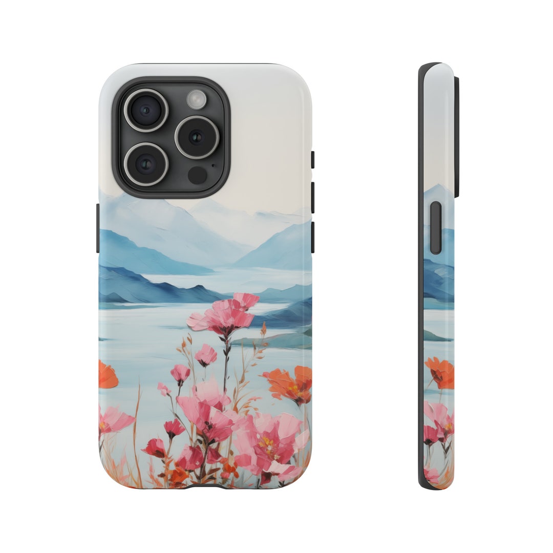 Oil Painting Mountains and Flowers | Tough Phone Case | for iPhone 15 ...