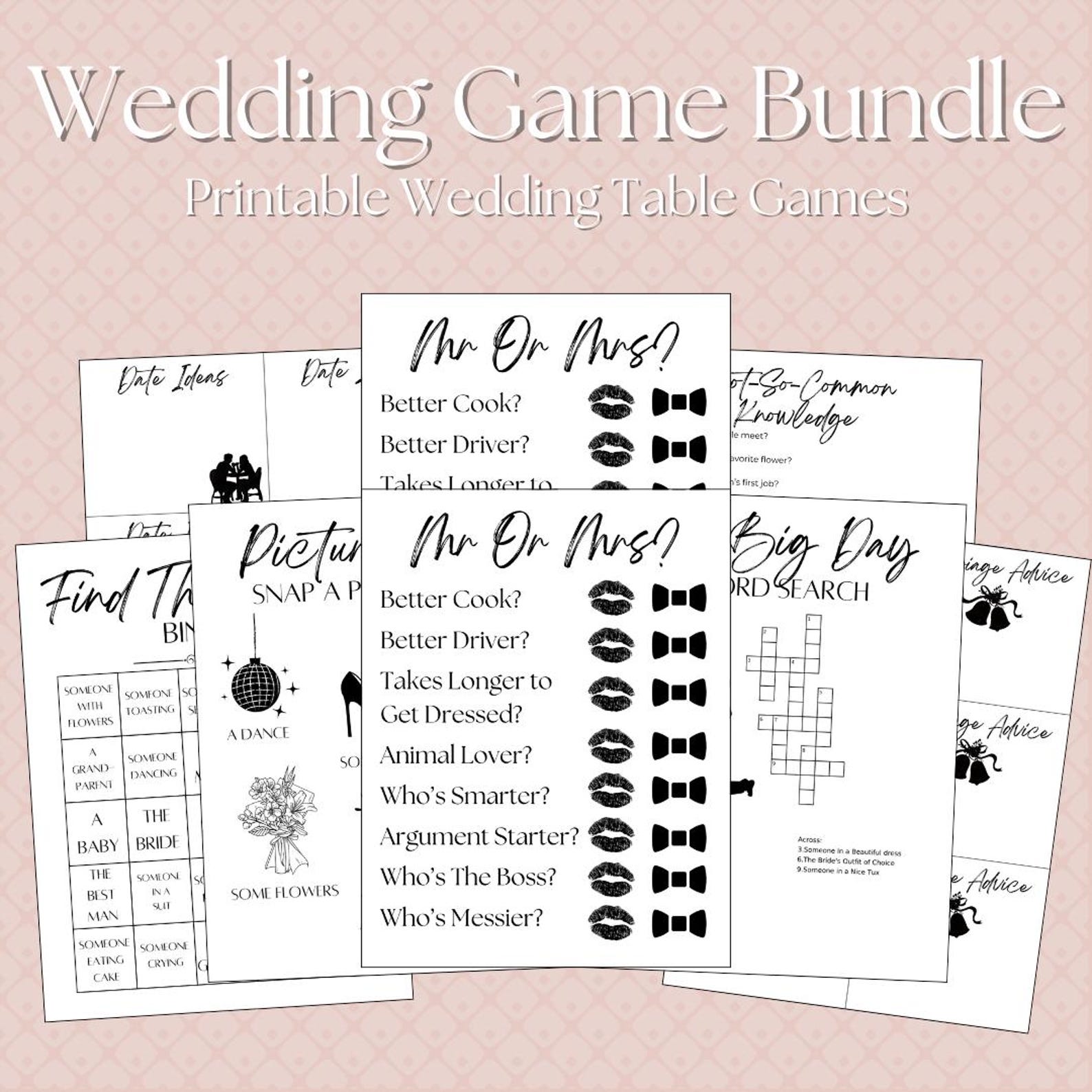 Wedding Table Games Bundle | Fun & Interactive Printable Games for Your ...