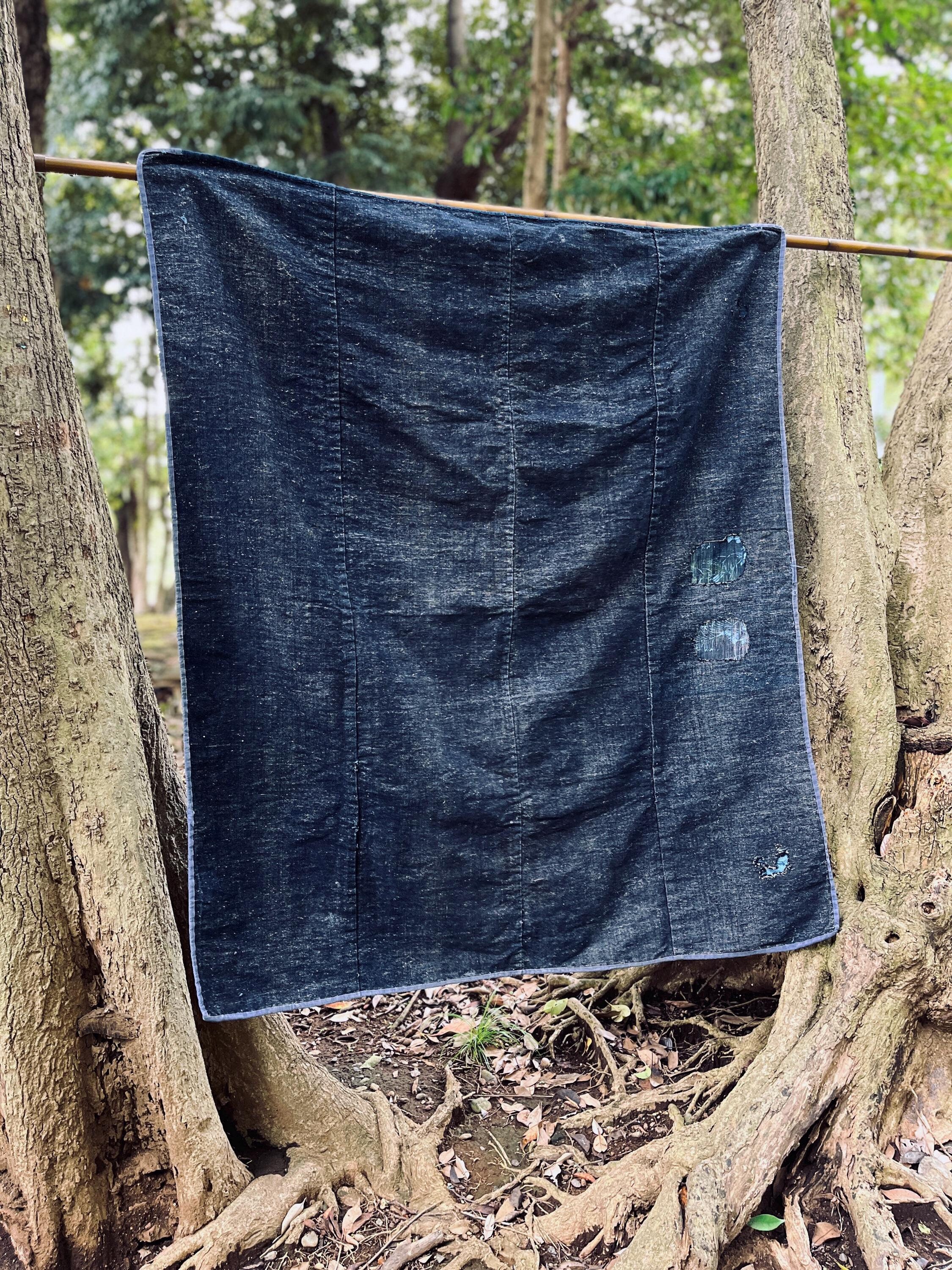 Special Japanese Vintage Deep Indigo Dyed Cotton Sakiori Fabric Rug ...