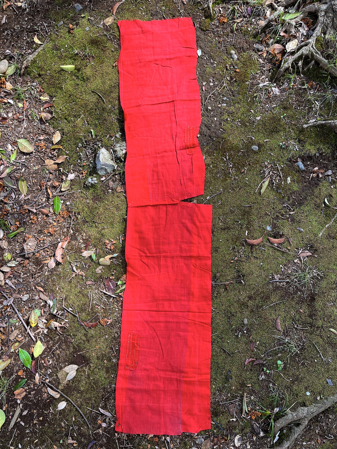 Japanese Vintage Benibana Safflower Dyed Sashiko Stitched Cotton Cloth ...