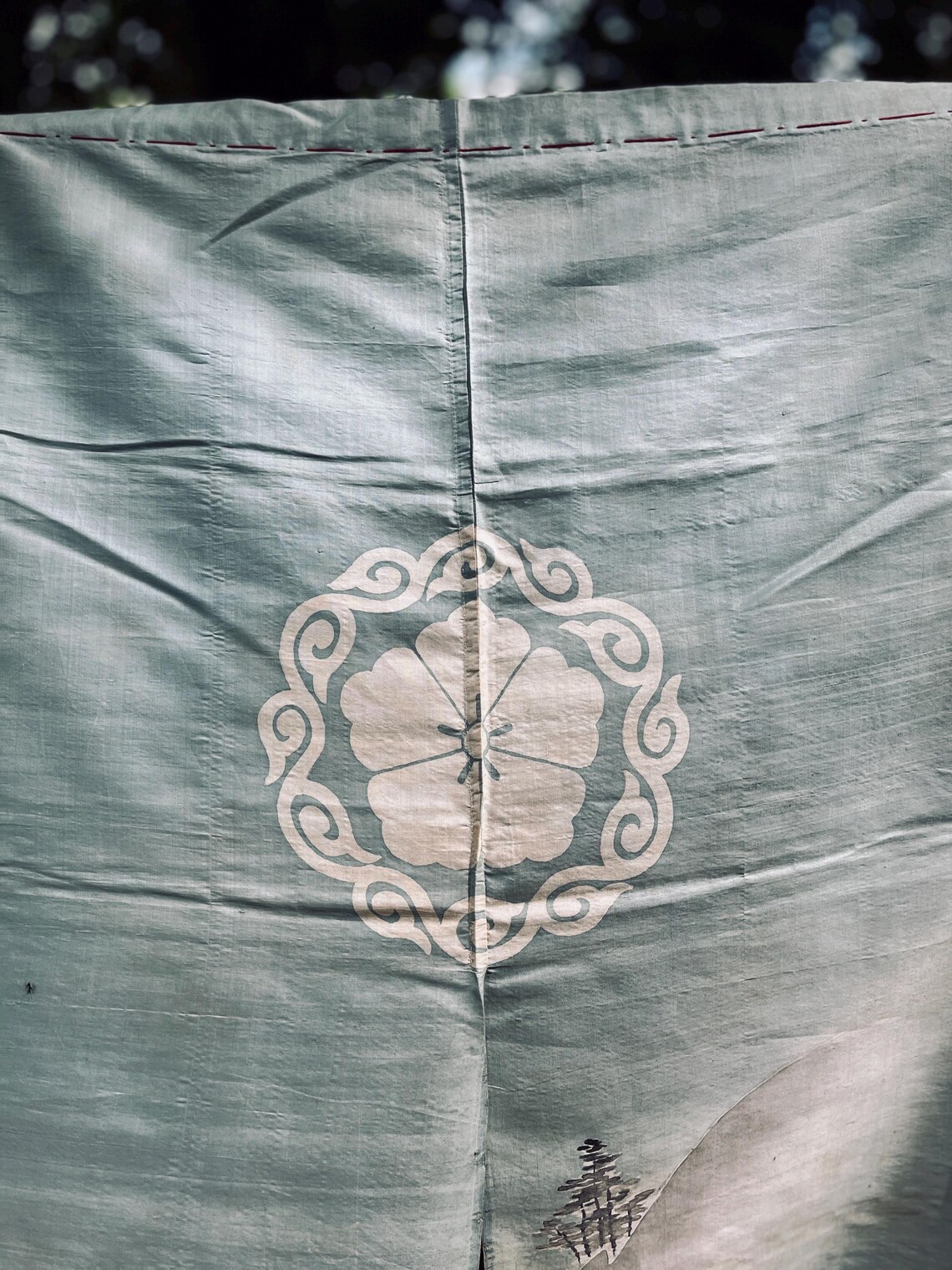 Japanese Vintage Silk Habutae Noren Shop Curtain With a Landscape ...