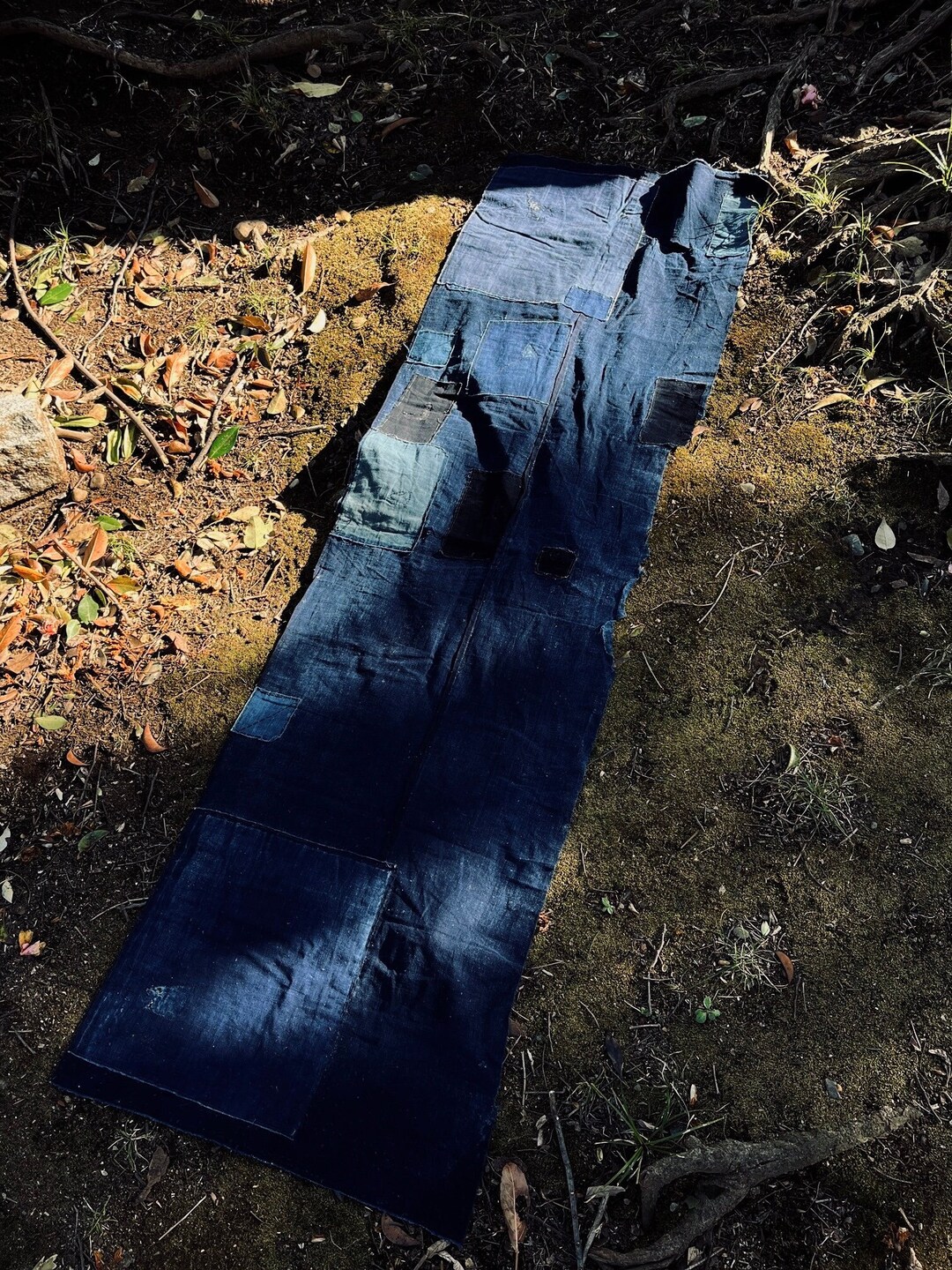 Japanese Vintage Indigo Dyed Cotton Cloth Boro Fragment, Taisho to the ...
