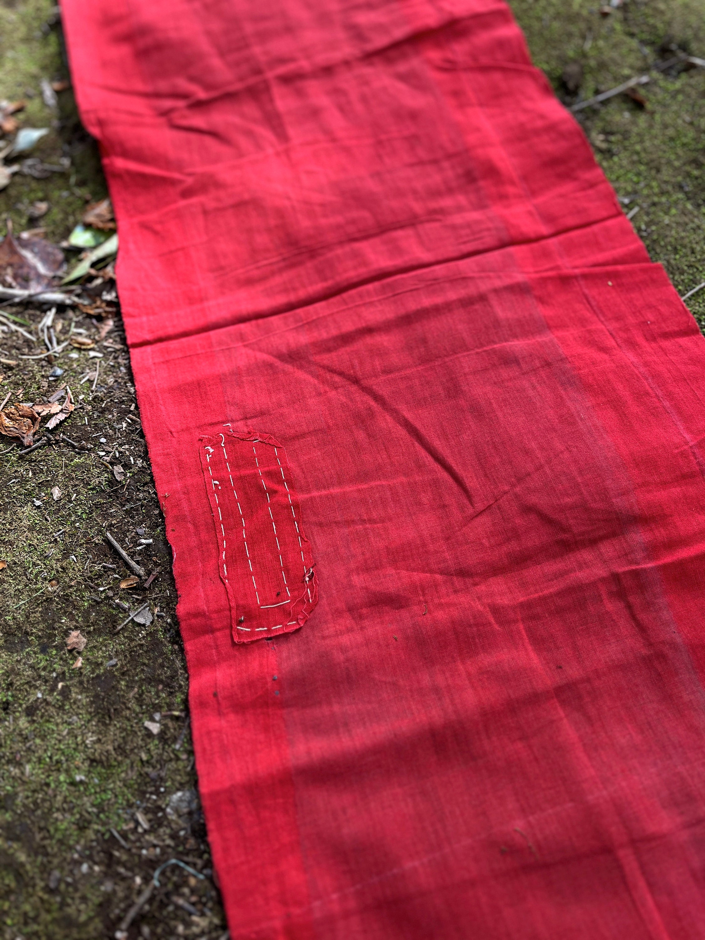 Japanese Vintage Benibana Safflower Dyed Sashiko Stitched Cotton Cloth ...