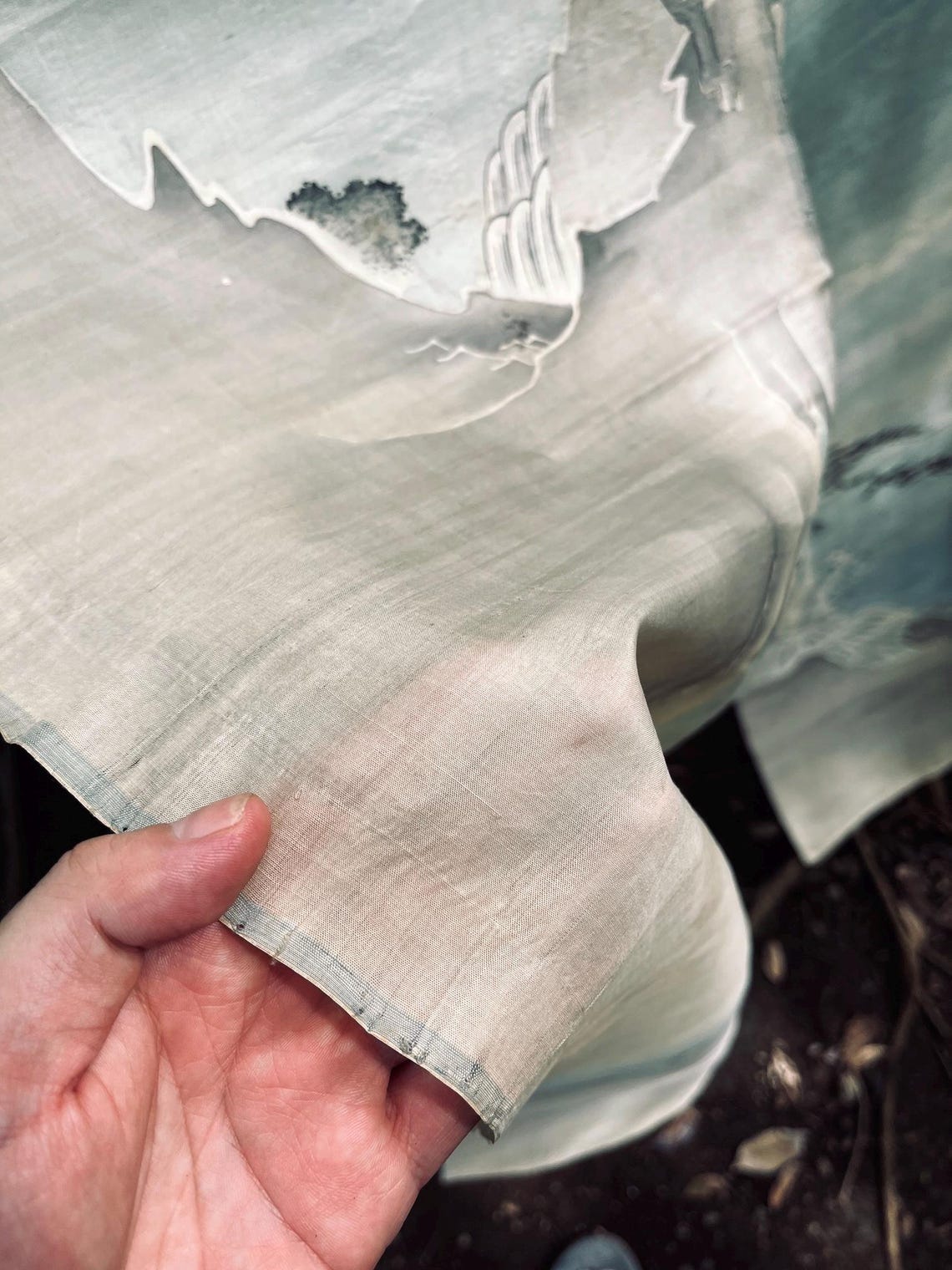 Japanese Vintage Silk Habutae Noren Shop Curtain With a Landscape ...