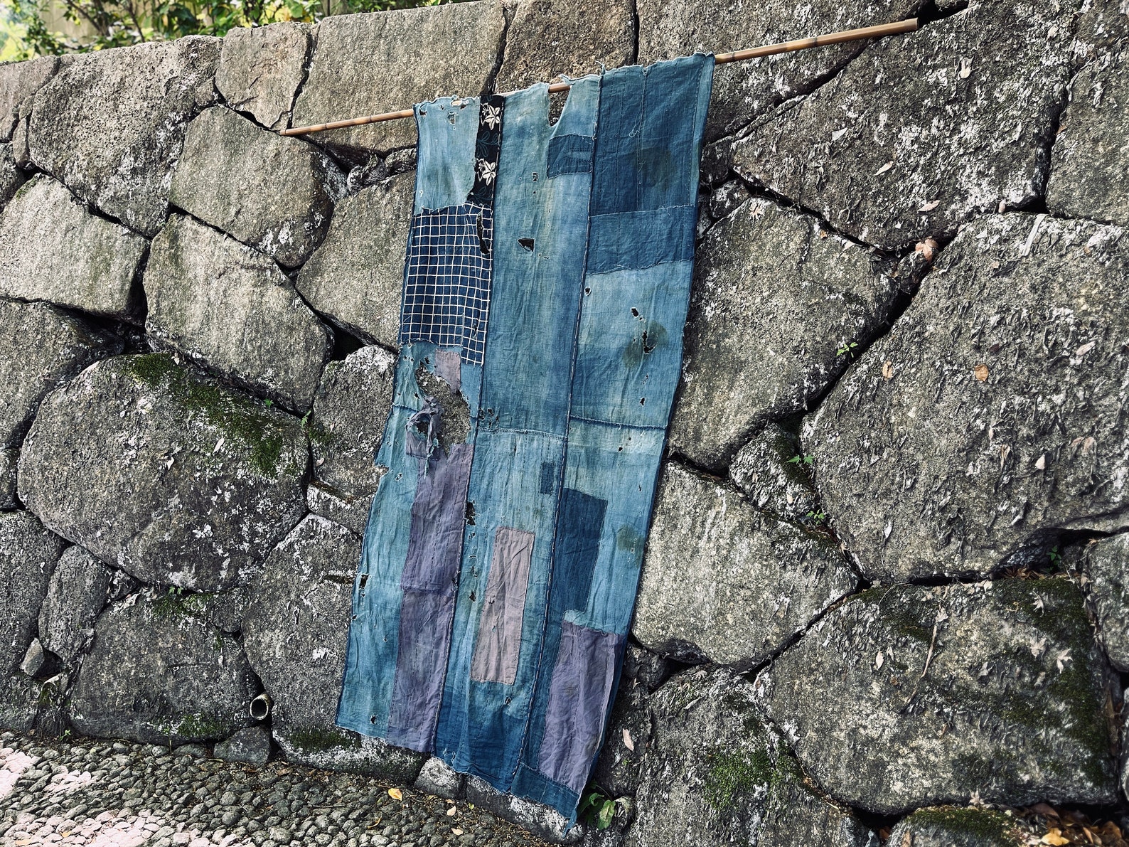Japanese Vintage Indigo Dyed Cotton Boro Fragment,late Meiji to Early ...