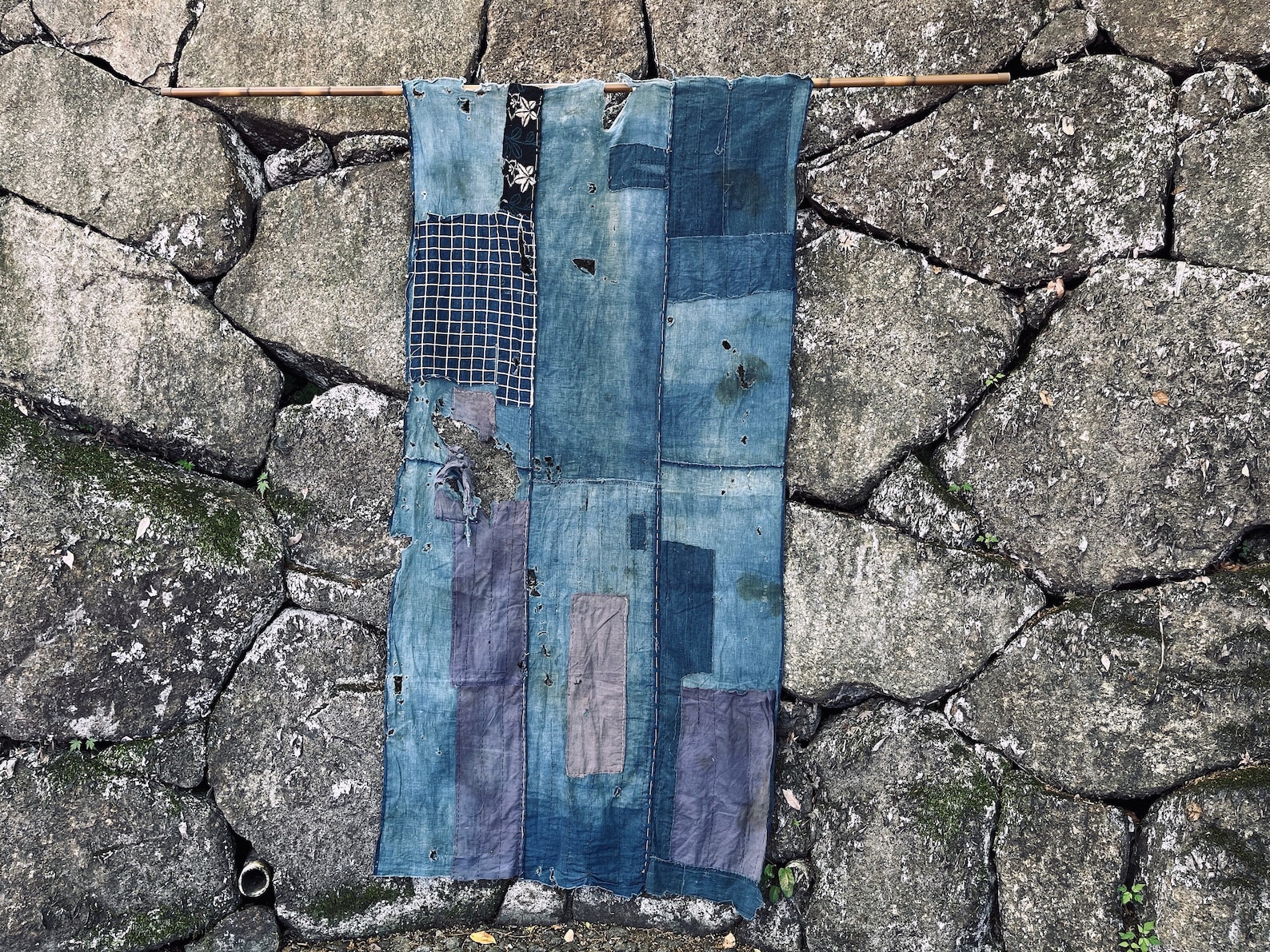 Japanese Vintage Indigo Dyed Cotton Boro Fragment,late Meiji to Early ...