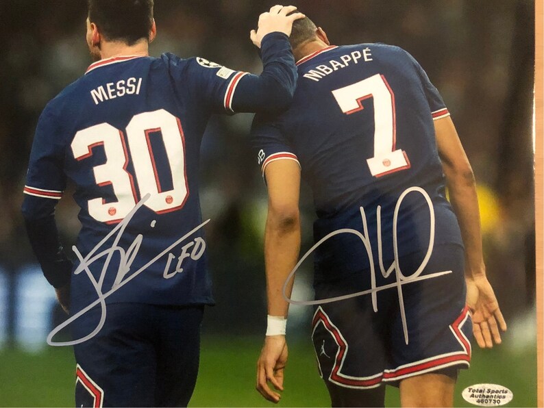 Lionel Messi Kylian Mbappe Paris Saint Germain Autographed 8x10 Photo ...