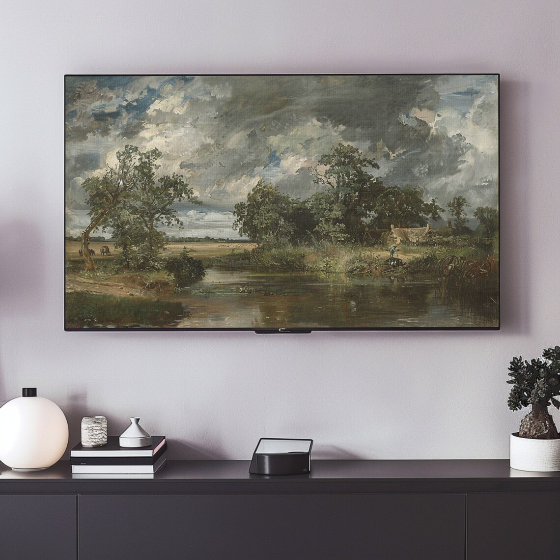 Samsung TV Frame Art, Lake View for Frame TV, Oil Painting, Digital ...