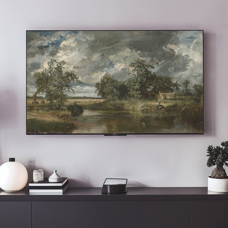Samsung TV Frame Art, Lake View for Frame TV, Oil Painting, Digital ...