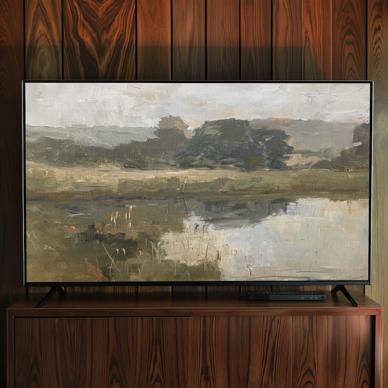 Samsung TV Frame Art, Lake View for Frame TV, Oil Painting, Digital ...