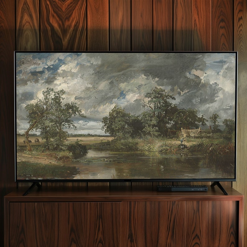 Samsung TV Frame Art, Lake View for Frame TV, Oil Painting, Digital ...