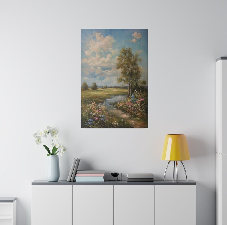 Floral Landscape Oil Painting, Springtime Wall Art, Nature Home Decor ...