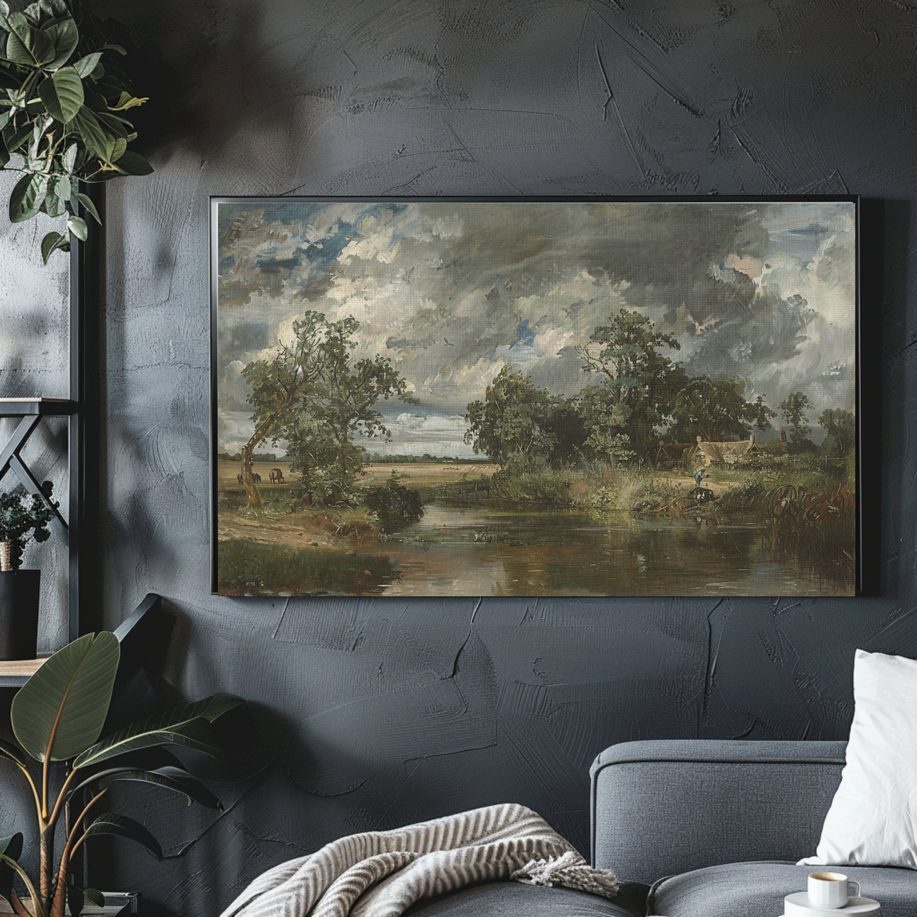 Samsung TV Frame Art, Lake View for Frame TV, Oil Painting, Digital ...