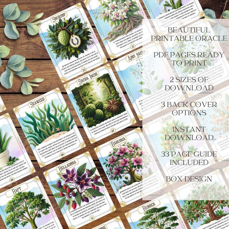 Printable Oracle Cards - Green Tarot Cards - Ancestral Plant Spirits ...