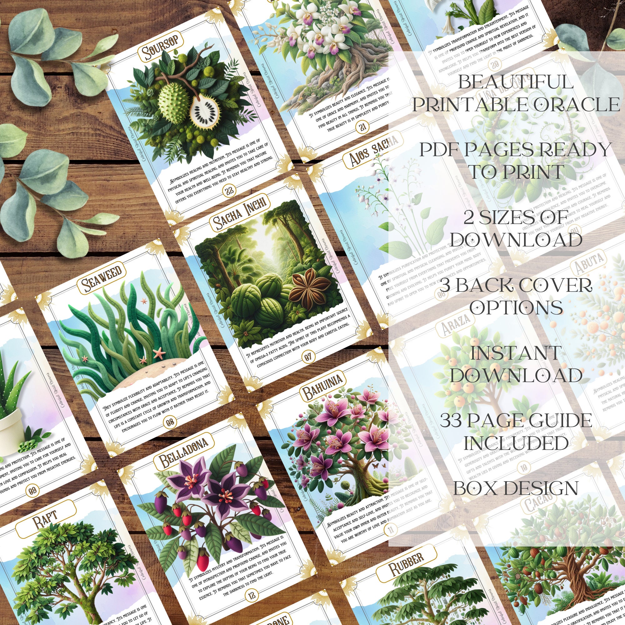 Printable Oracle Cards Green Tarot Cards Ancestral Plant Spirits ...