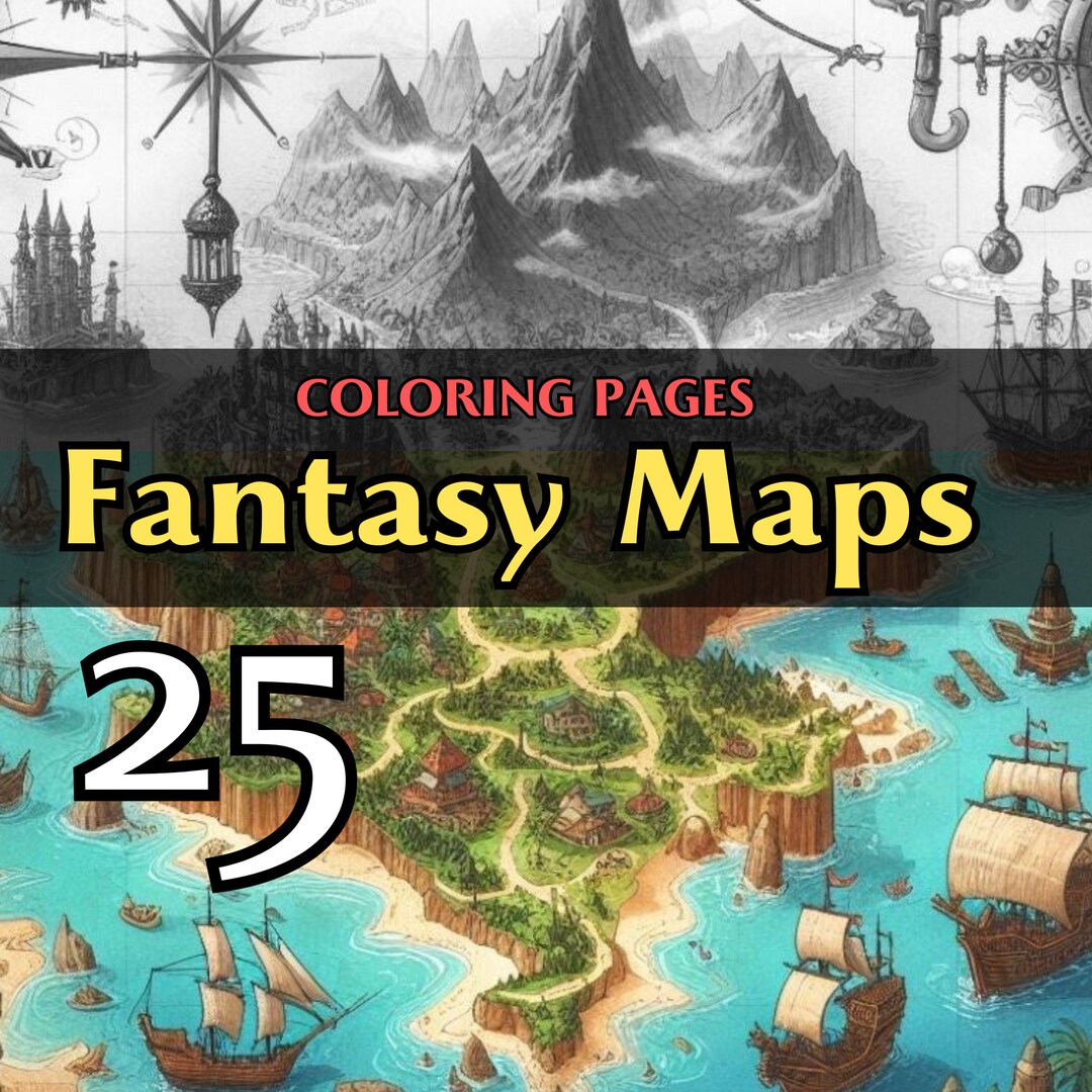 25 Fantasy Map Designs Coloring Pages, Printable Coloring Pages for ...
