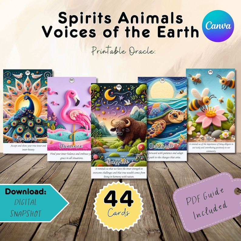 Printable Oracle Cards - Tarot Cards Spirits Animals Voices of the ...