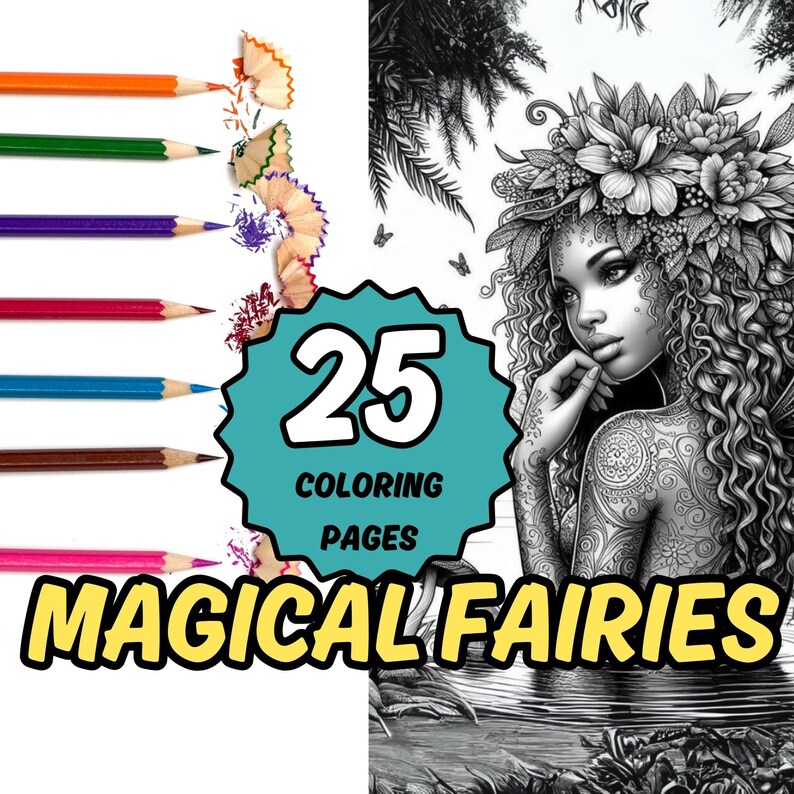 25 Mystical Fairy, Magical Coloring Pages, Printable Coloring Pages for ...