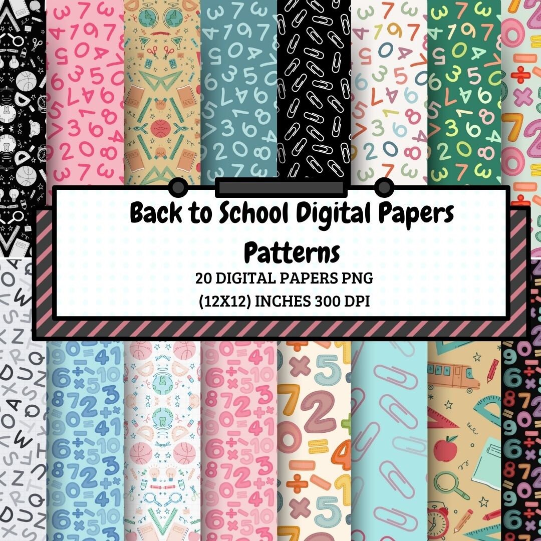 Back to School Digital Paper Patterns: Printable Classroom Designs ...