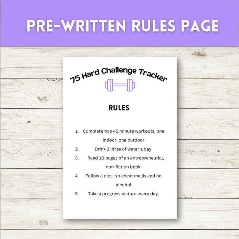 75 Hard Challenge Printable Tracker, A3, A4, A5 - Etsy Australia