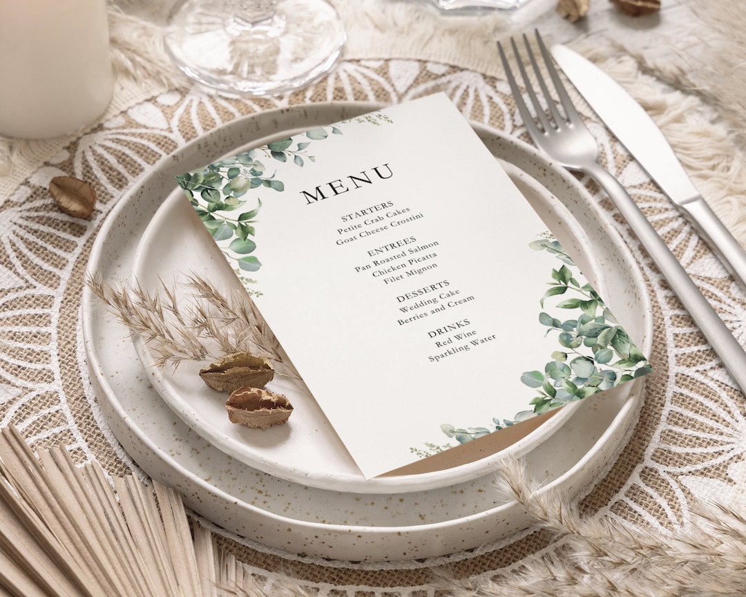 Menu - Green Botanical - Digital Download, Editable! - Etsy