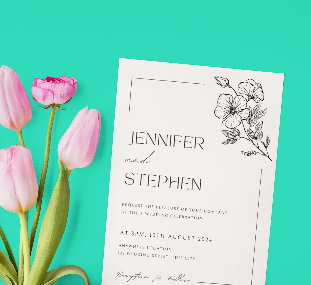 Wedding Invitation & RSVP Set - Simple, Classic - Digital Download ...
