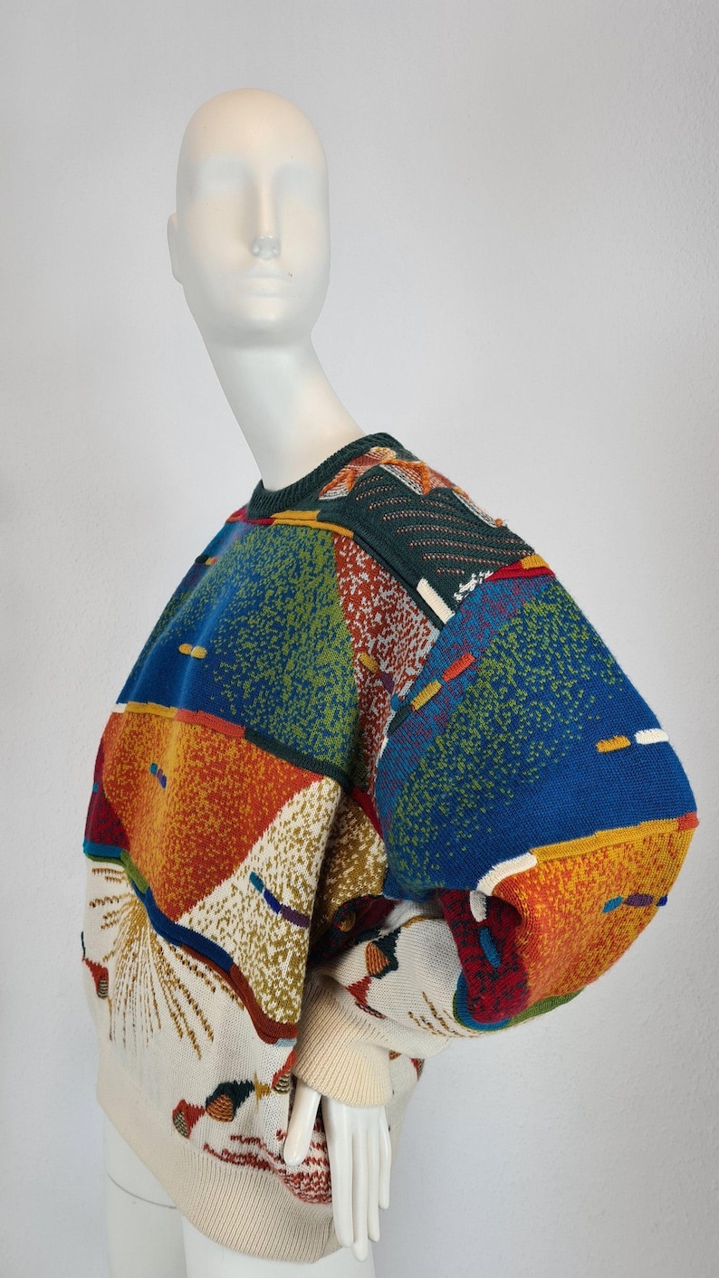 Vintage GECCU Merino Wool Sweater, 90s Abstract Knit, Made in Australia ...