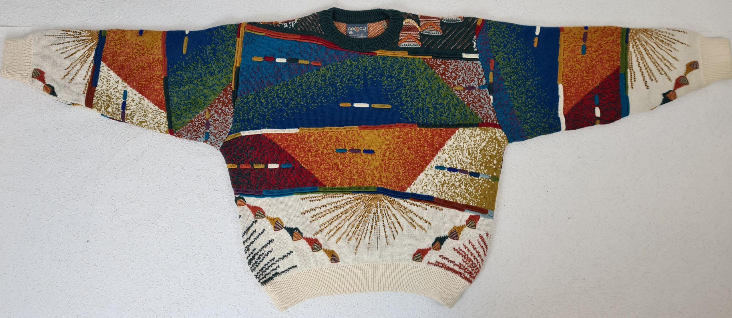Vintage GECCU Merino Wool Sweater, 90s Abstract Knit, Made in Australia ...