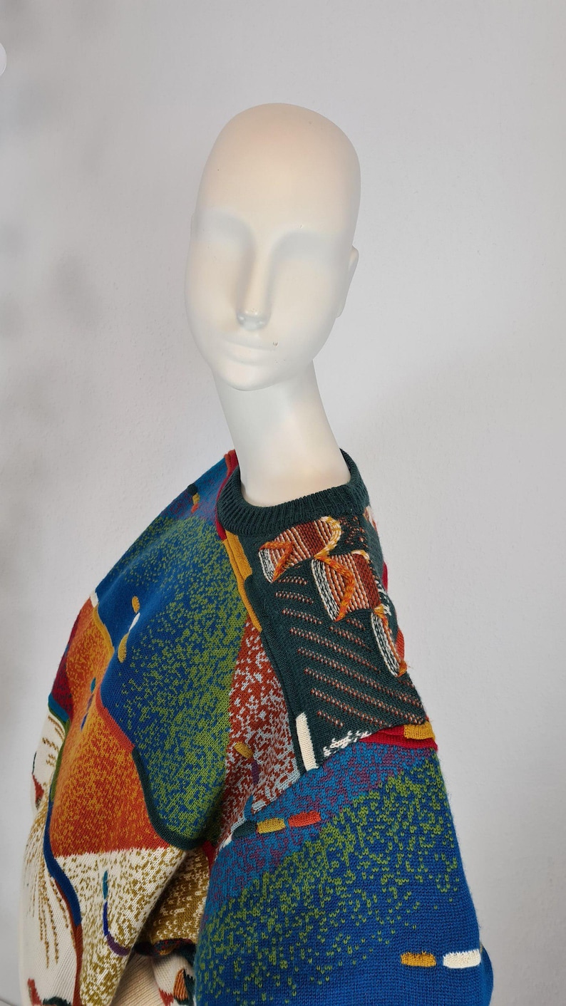 Vintage GECCU Merino Wool Sweater, 90s Abstract Knit, Made in Australia ...