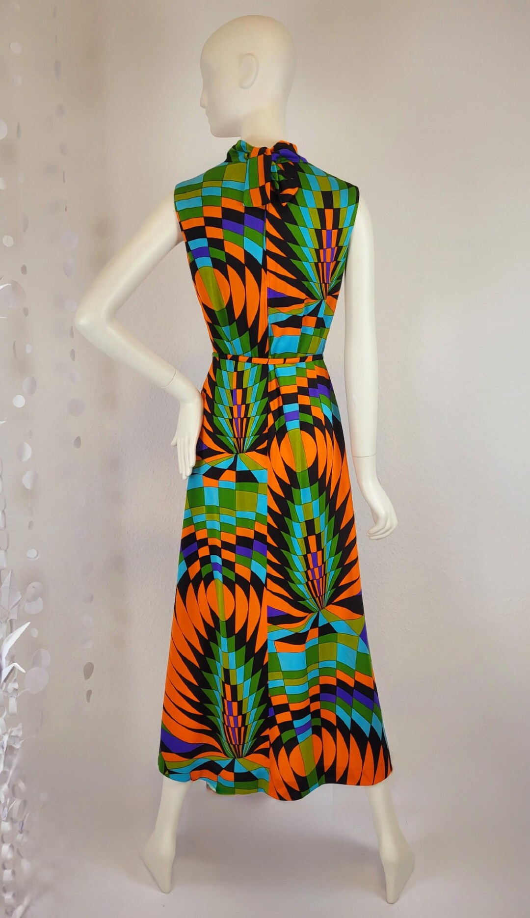 Vintage Ein Fink Modell Maxi Dress 60s 70s Op Art Psychedelic Gown/ Mod ...