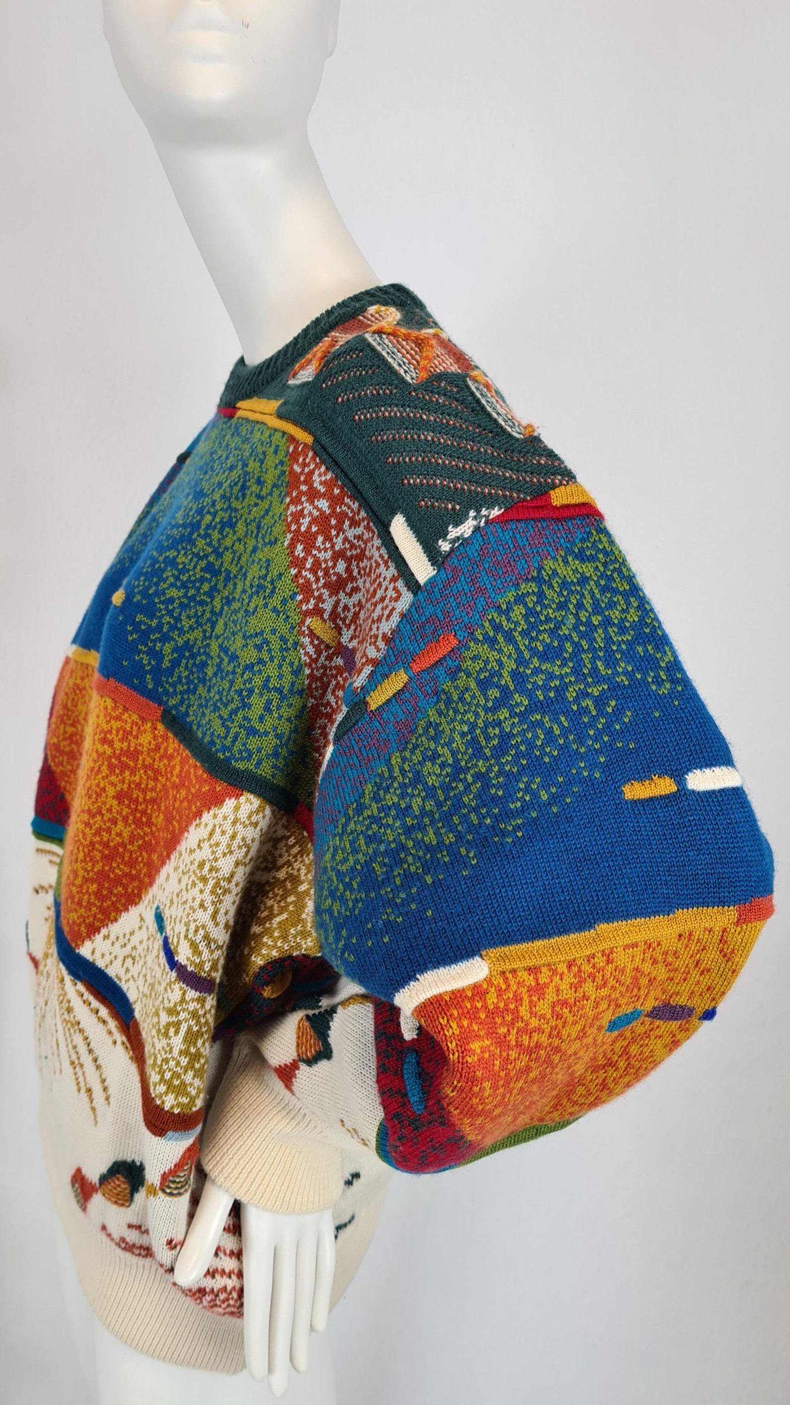 Vintage GECCU Merino Wool Sweater, 90s Abstract Knit, Made in Australia ...