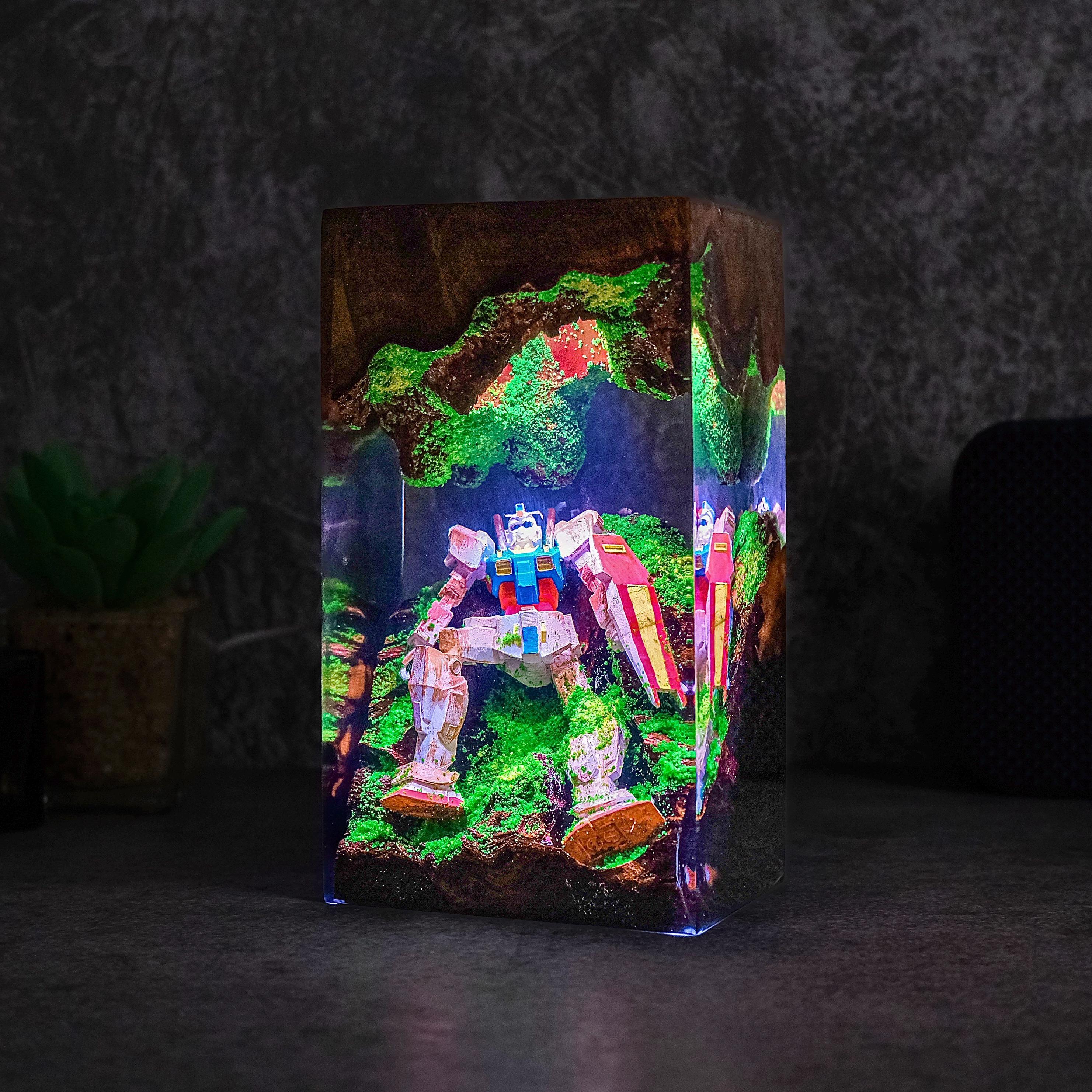 Diorama Gundam Resin Light, Resin Wood Desk , Gundam Gaming Decor ...