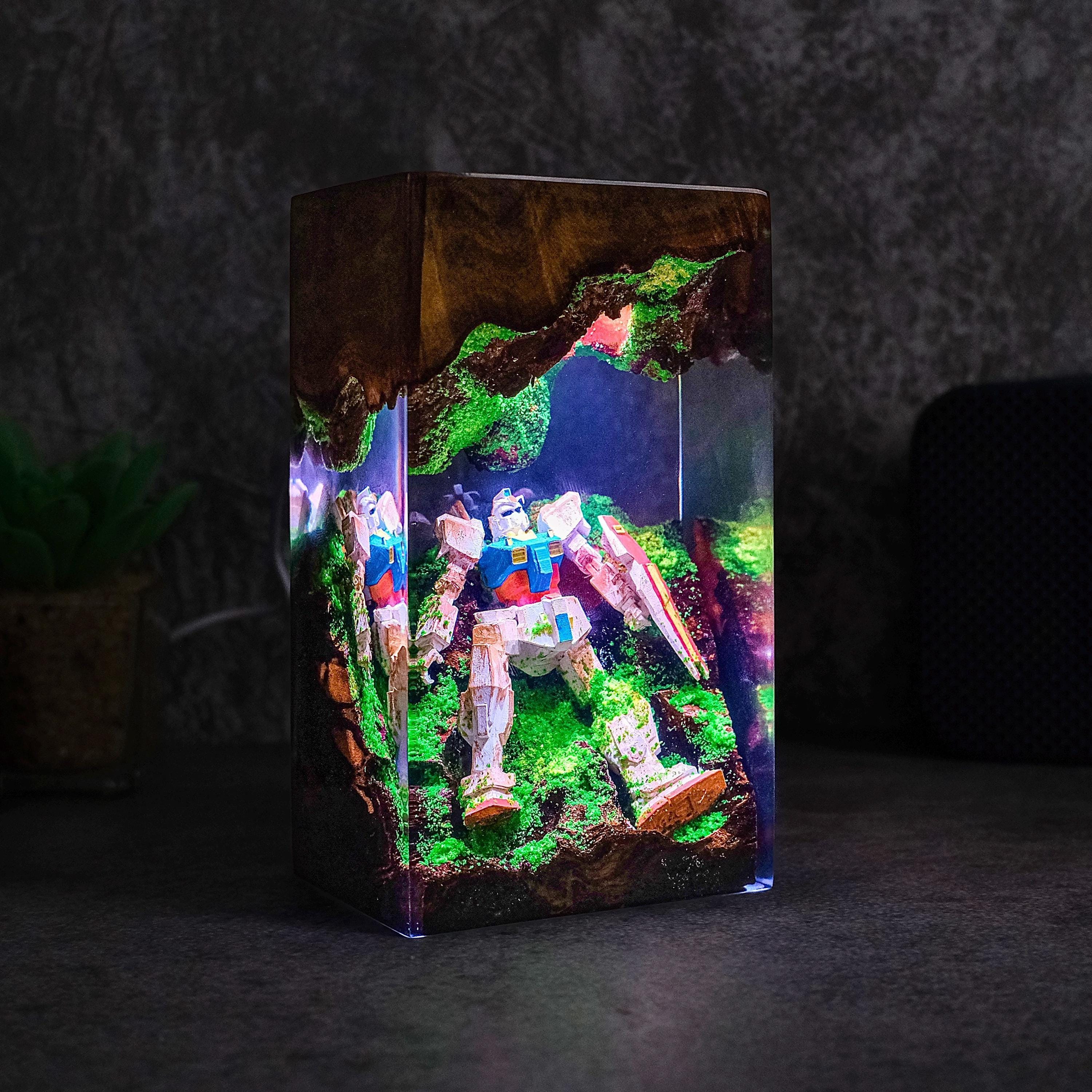 Diorama Gundam Resin Light, Resin Wood Desk , Gundam Gaming Decor ...