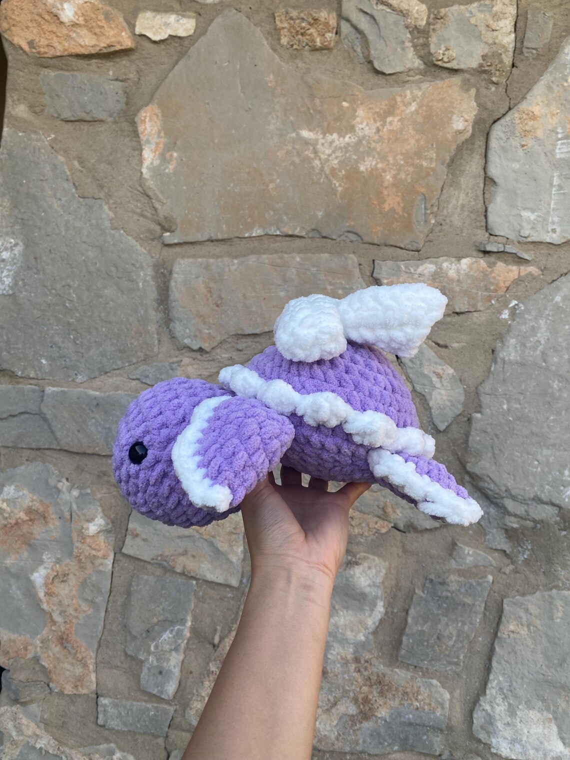 Crochet Purple Turtle Plushie | Handmade Bow Decoration - Etsy