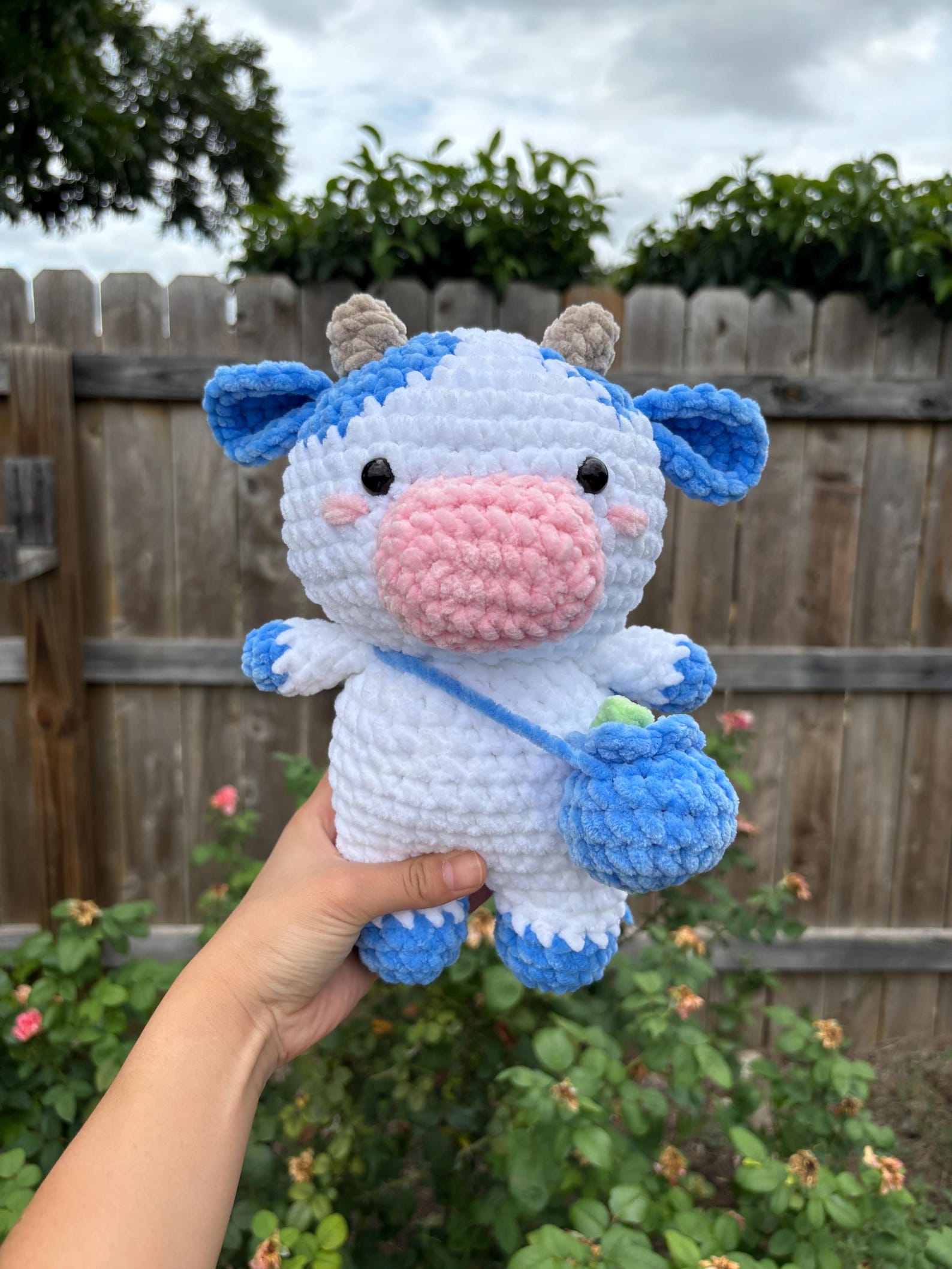 Crochet Cow Plushie | Handmade Polyester Stuffed Animal - Etsy
