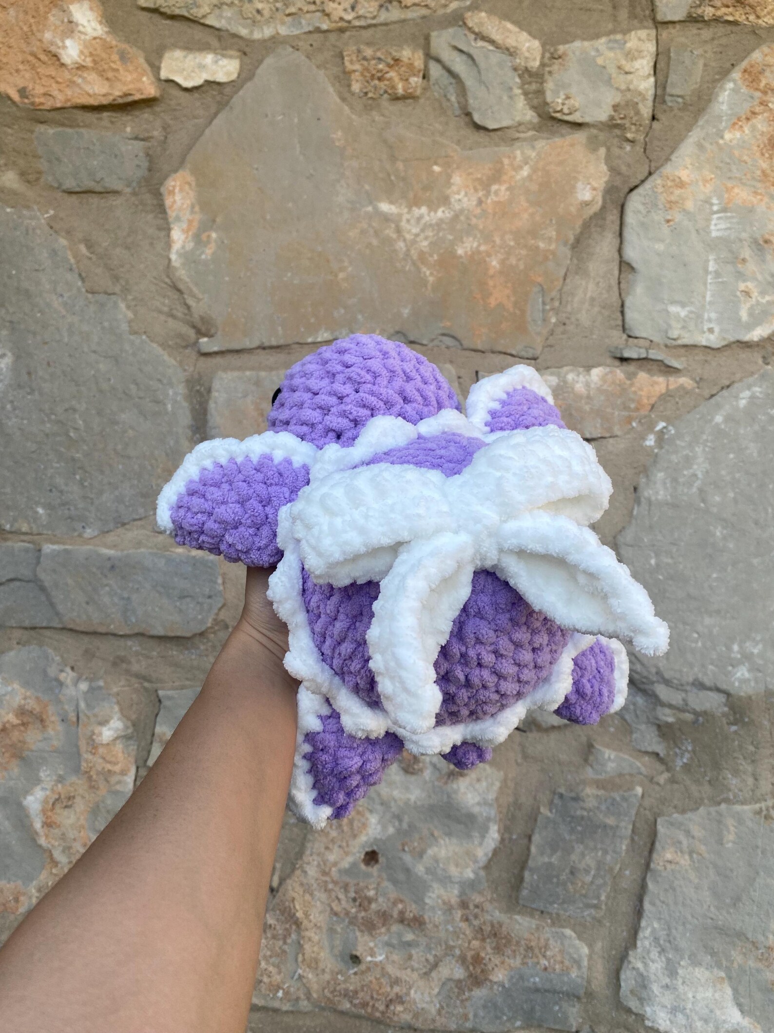 Crochet Purple Turtle Plushie | Handmade Bow Decoration - Etsy