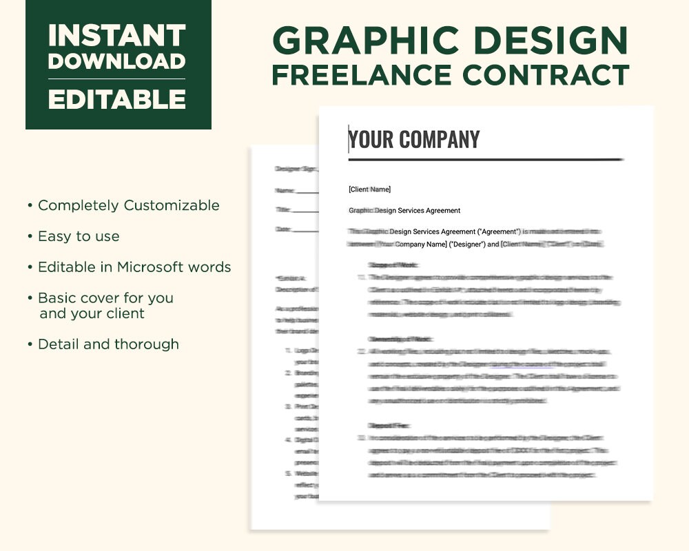 Graphic Design Contract Template | Editable Instant Download ...