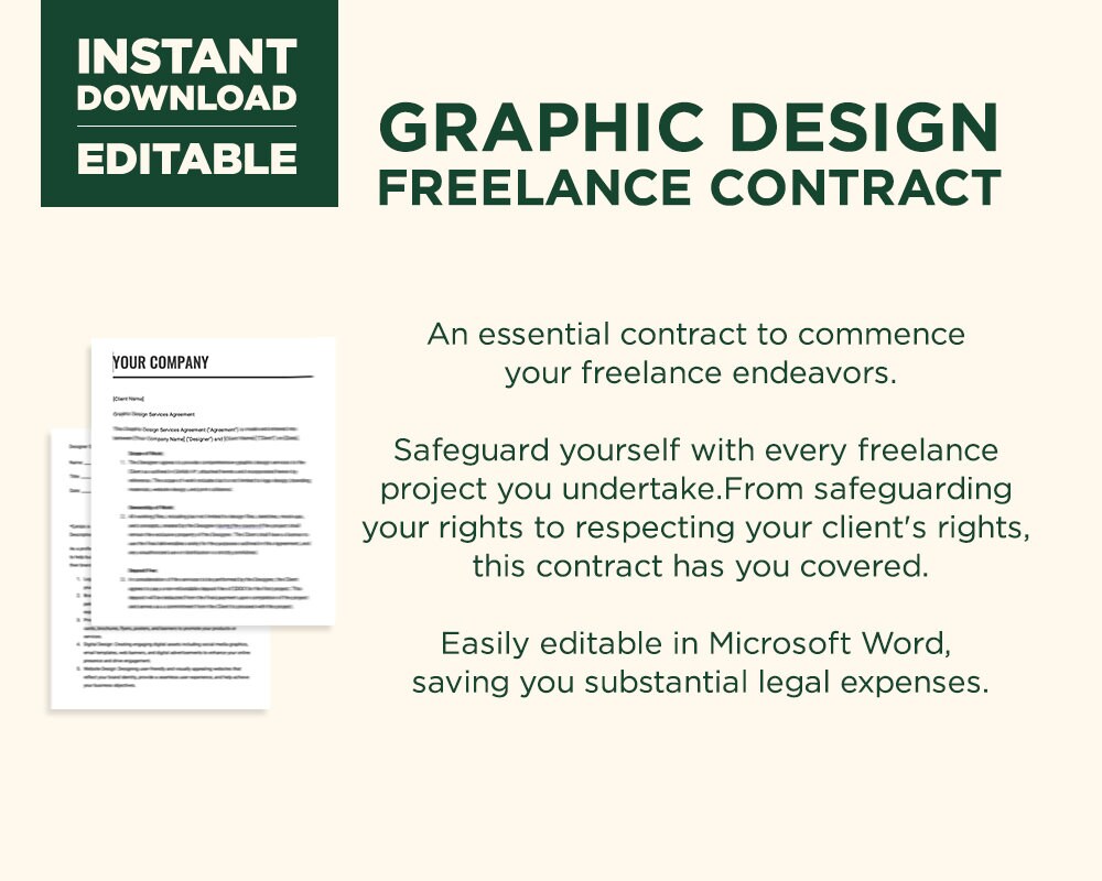 Graphic Design Contract Template | Editable Instant Download ...