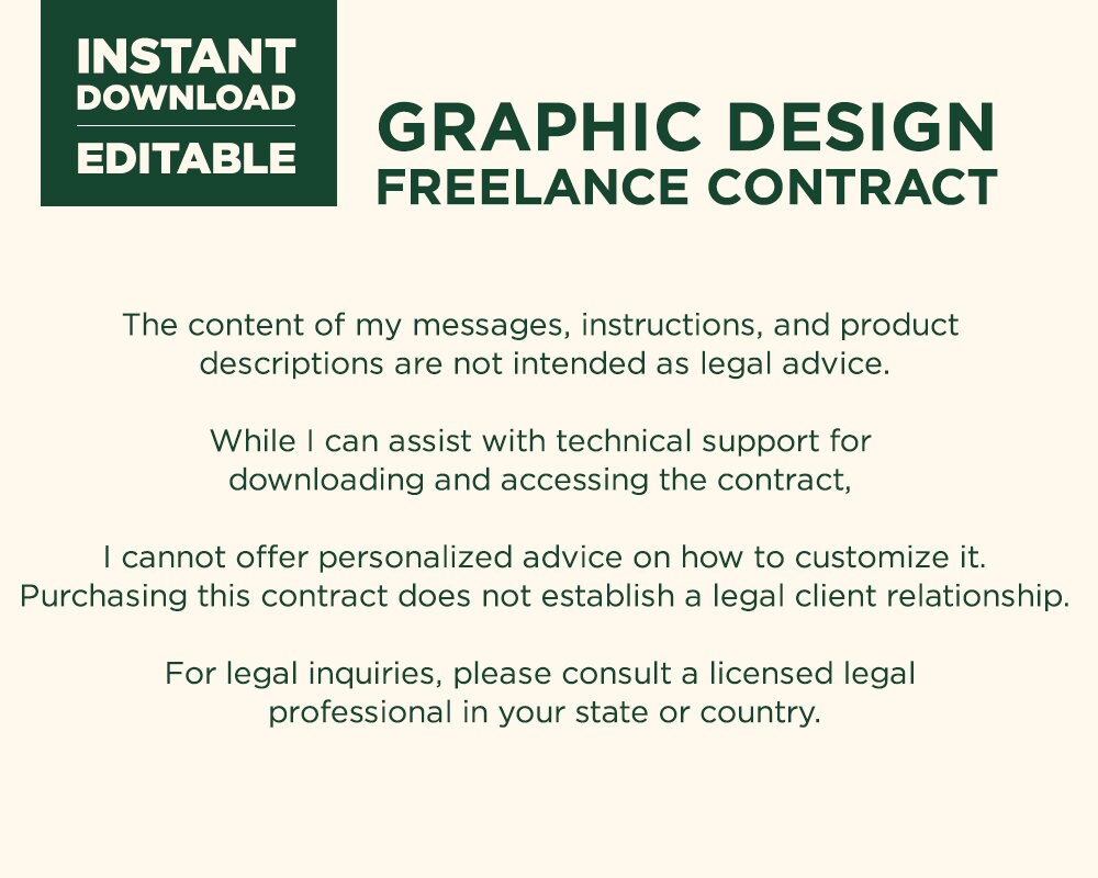 Graphic Design Contract Template | Editable Instant Download ...